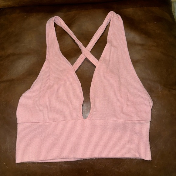 SHEIN | Tops | Light Pink Cross Back Crop Top | Poshmark